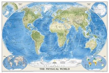 Libro National Geographic World Physical Wall map - Laminated (Enlarged ...