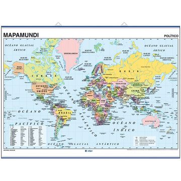 Libro Mapa Mural Mapa Mundi Fis/Pol 110X140 Doble Cara Mercator De ...