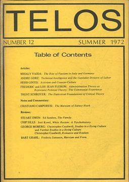 Libro TELOS: NUMBER 12 (SUMMER 1972). De Piccone, Paul. - Buscalibre